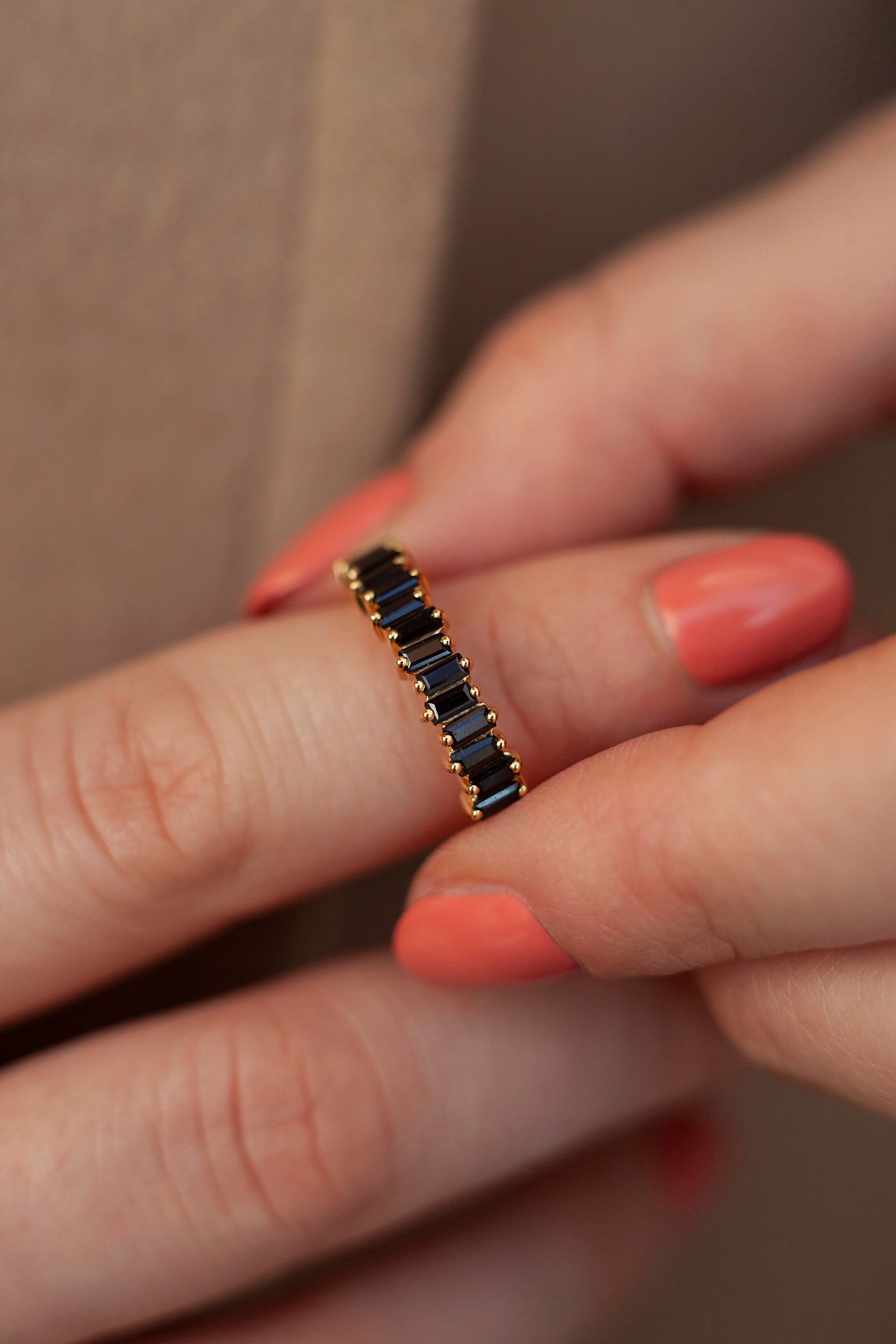 Leila Black Spinel Tapered Multi Baguette Ring – Capucinne Blue